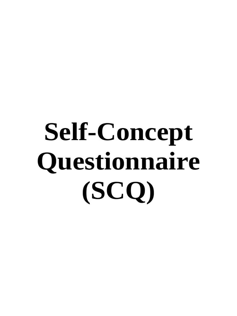 Self-Concept Questionnaire (SCQ) | PDF