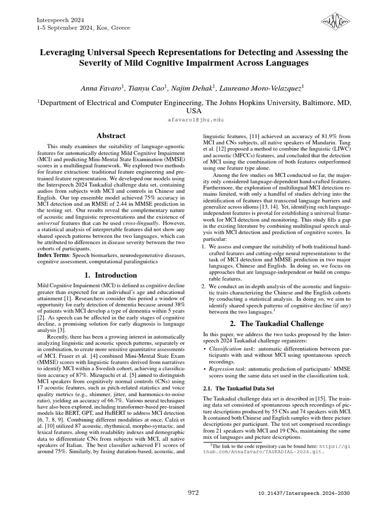 Leveraging Universal Speech Representations For Detecting and Assessing ...