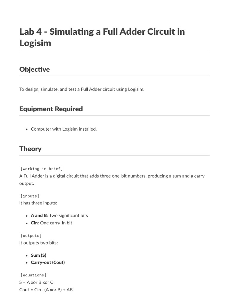 Lab4 - FA Logisim | PDF
