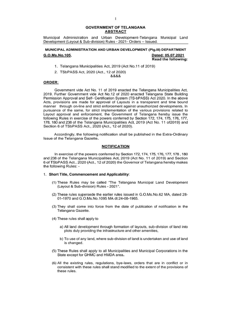 G.O. No. 105 (TG - Layout Rules) | PDF