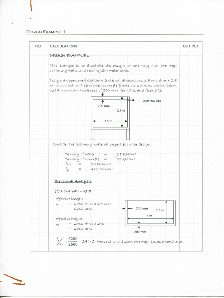 WRS Design Example 1-Elevated Tank (Wall Design) | PDF