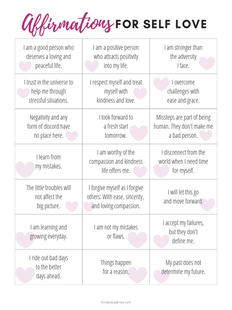 Self Love Affirmations | PDF