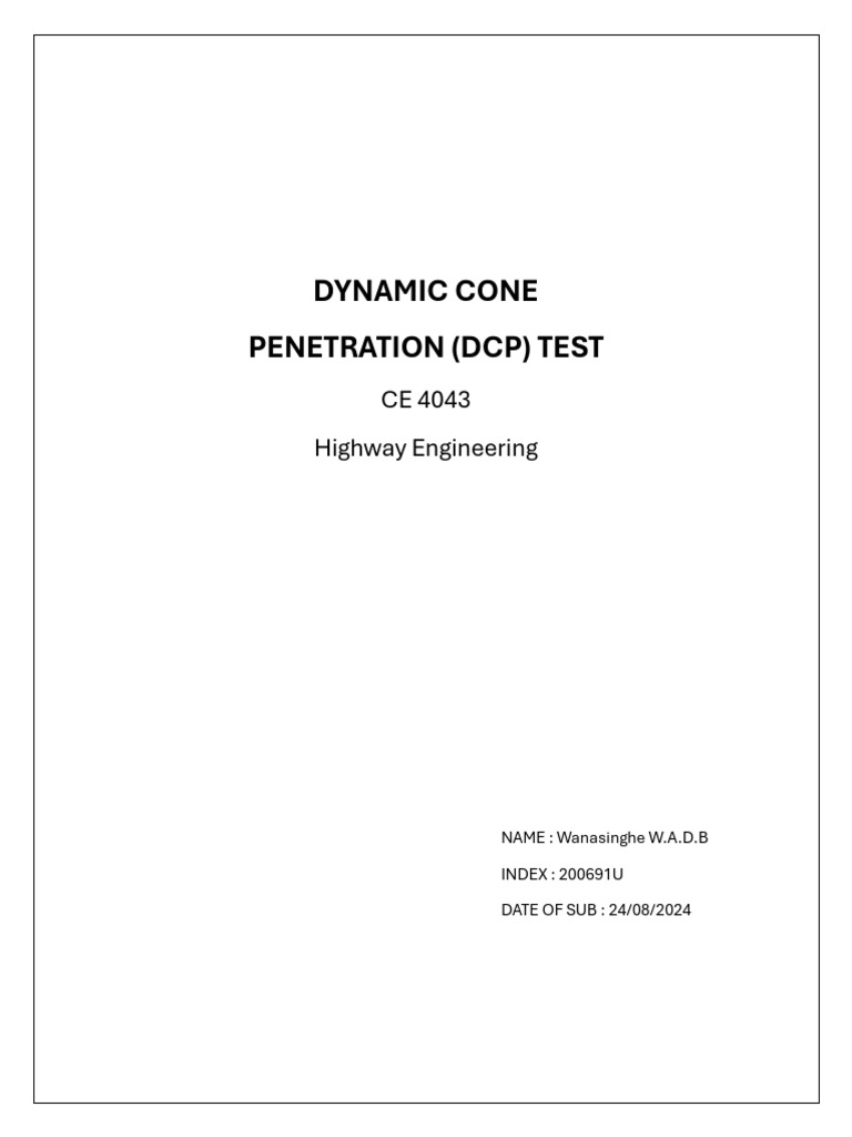 DYNAMIC CONE PENETRATION TEST - 200691U (1) | PDF