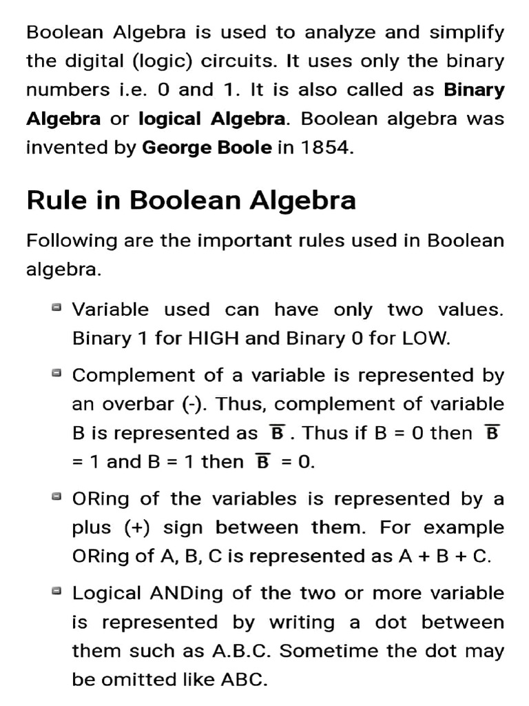 Logic Gates and Boolean Algebra | PDF