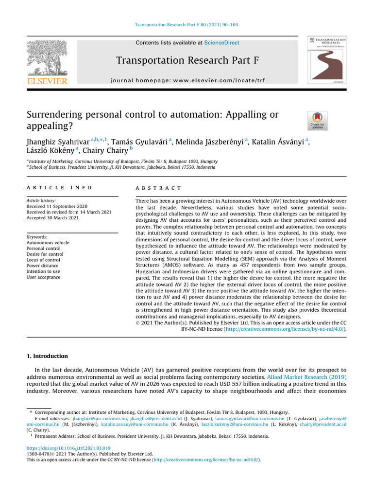 Surrendering Personal Control To Automat | PDF