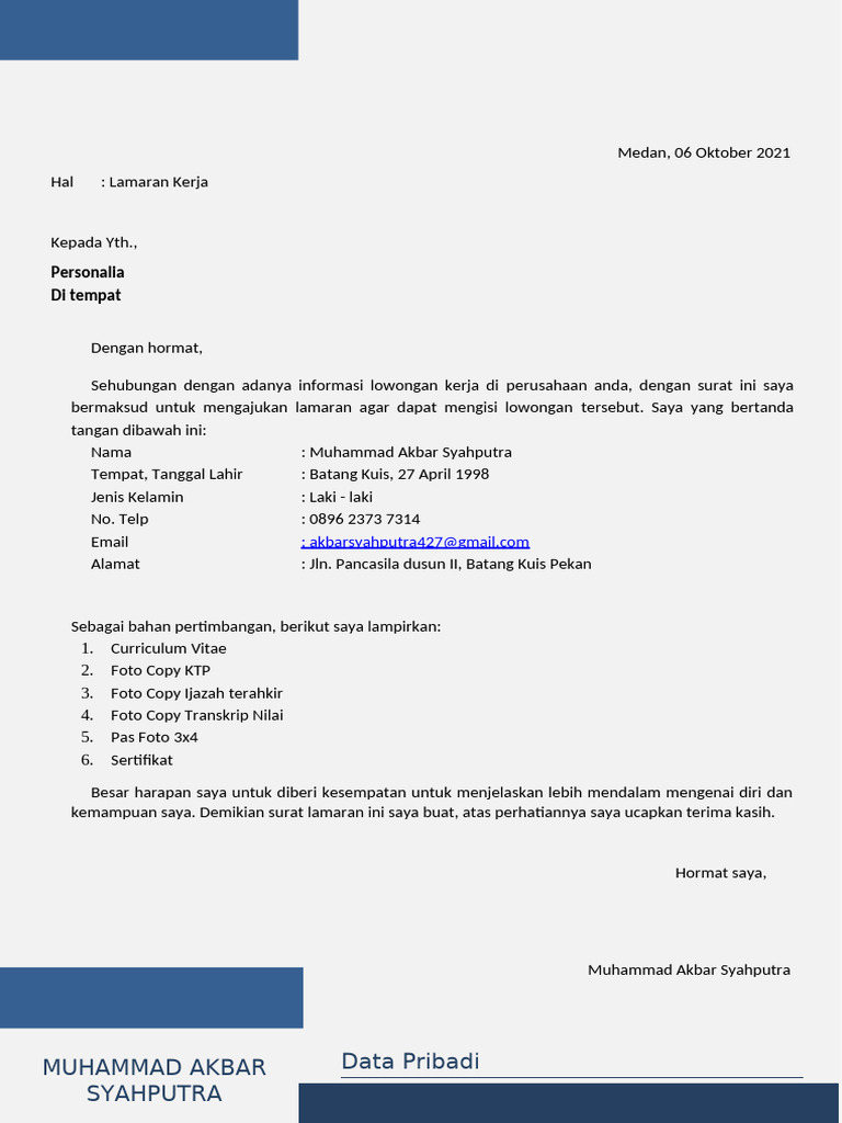 CV Muhammad Akbar | PDF