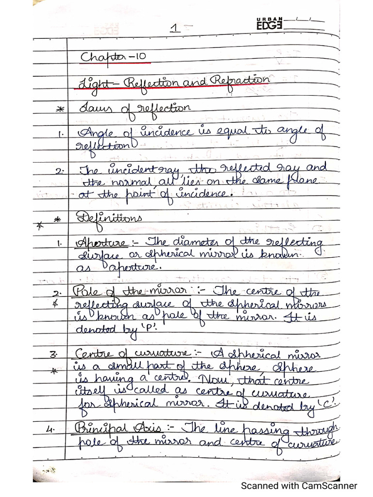 CH - 10 Light - Reflection and Refraction - 240429 - 182334 | PDF