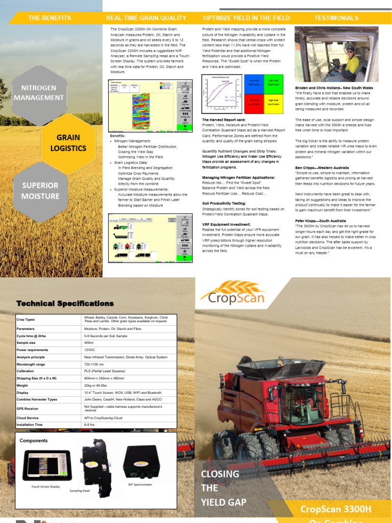 2020 CropScan 3300H On Combine Analyser Brochure Email A3 Print Version CASE IH | PDF