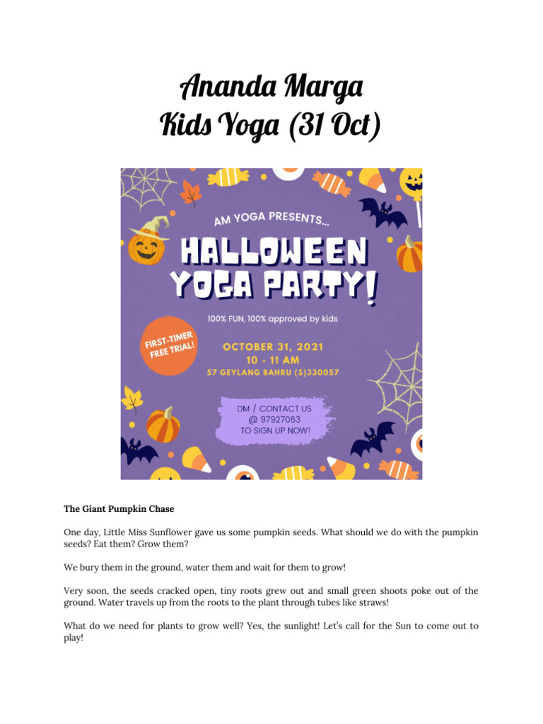 AM Kids Yoga (31 Oct) | PDF