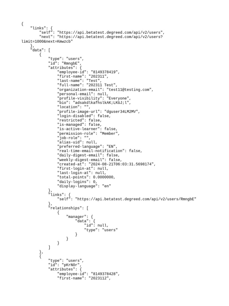 Get Users Response | PDF