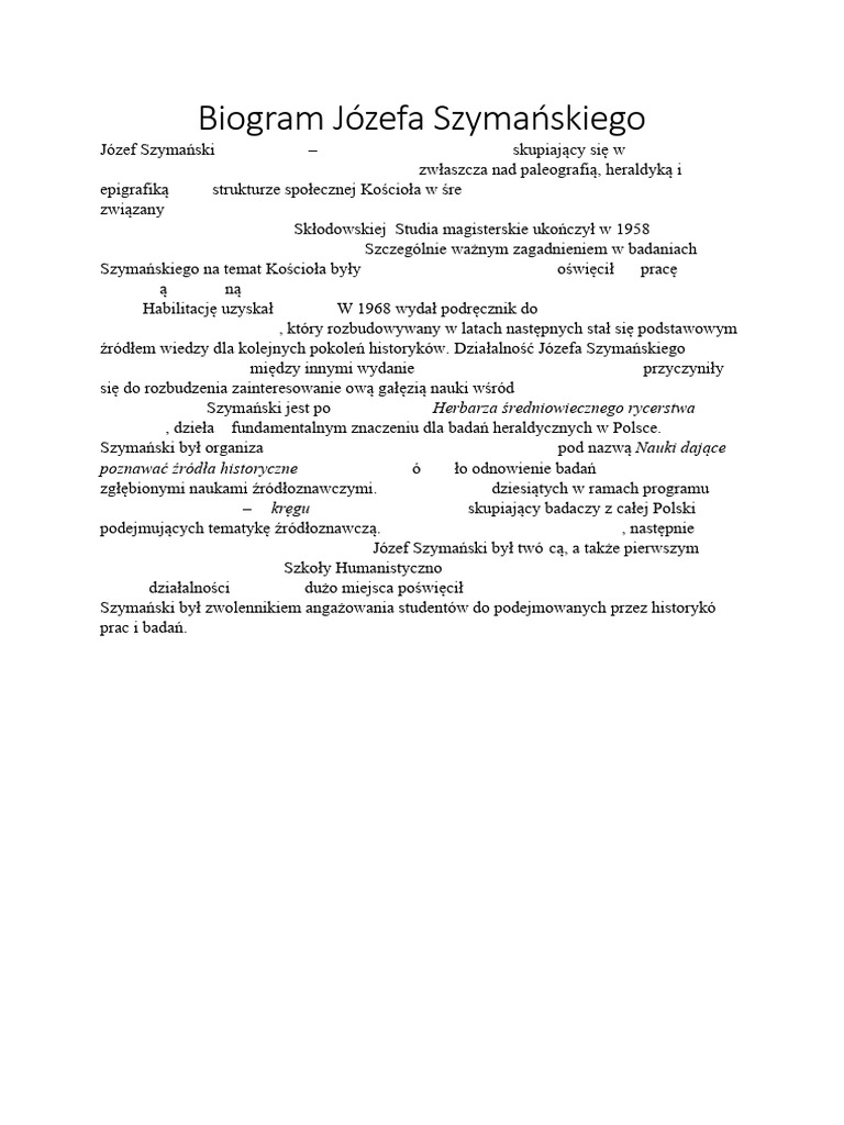 Biogram Józefa Szymańskiego | PDF