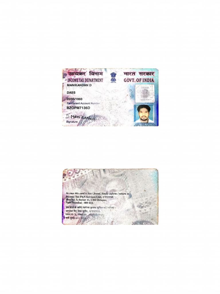 MANIKANDAN Pancard | PDF