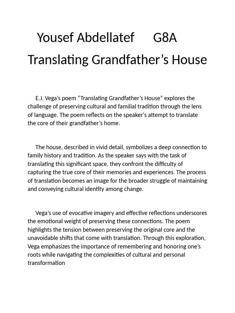 Translating Grandfather's House | PDF