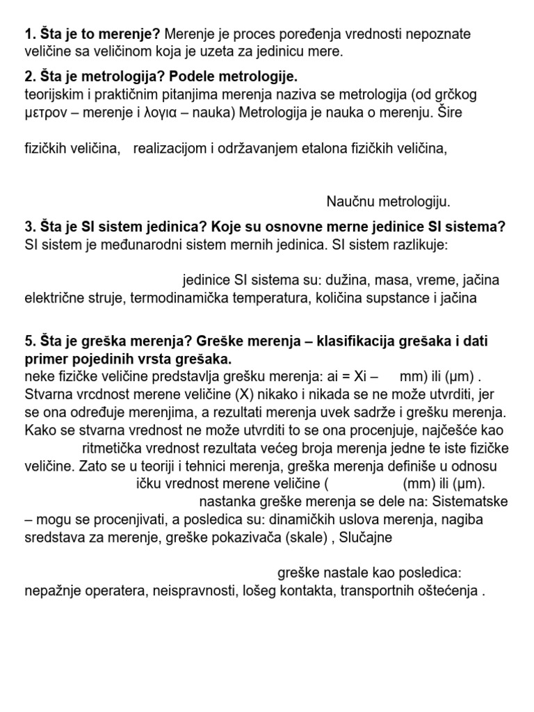 Merenje Skraceno | PDF