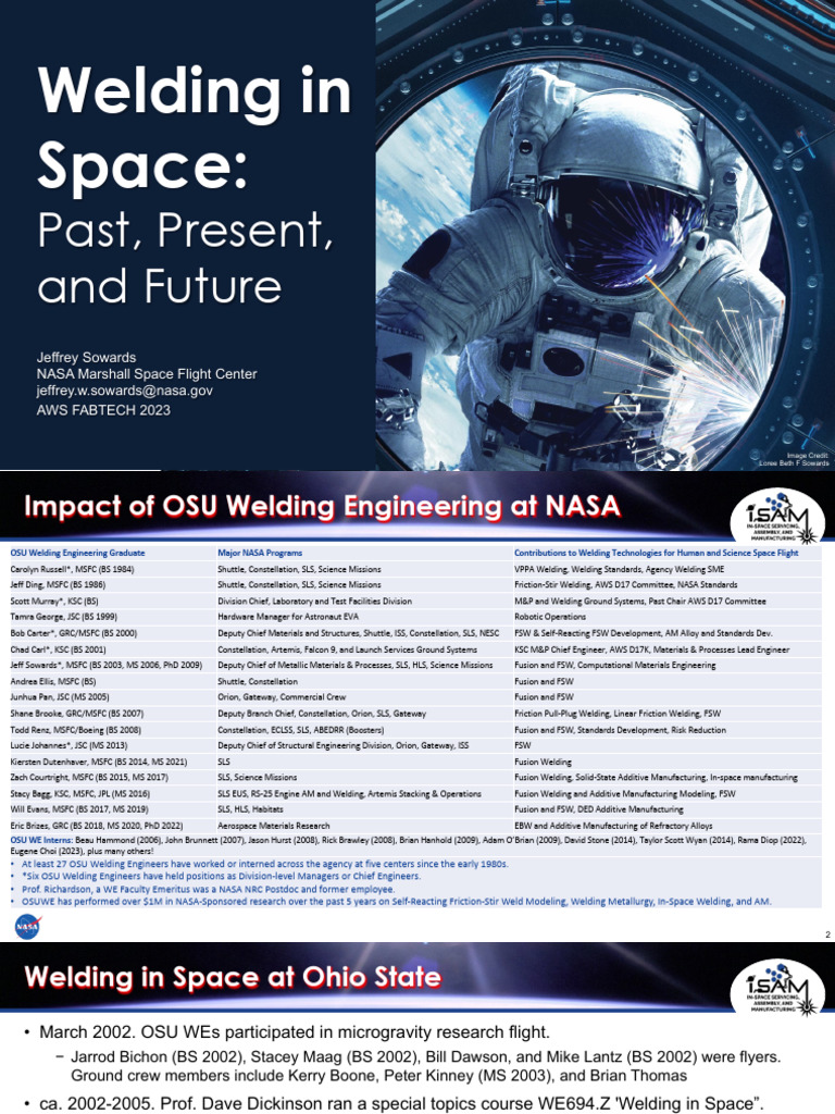 AWS2023 Welding in Space | PDF