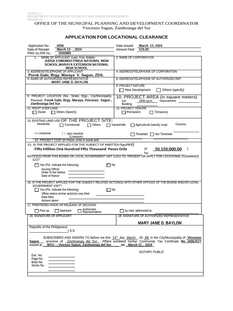4locational Clearance Application Annex ABC | PDF