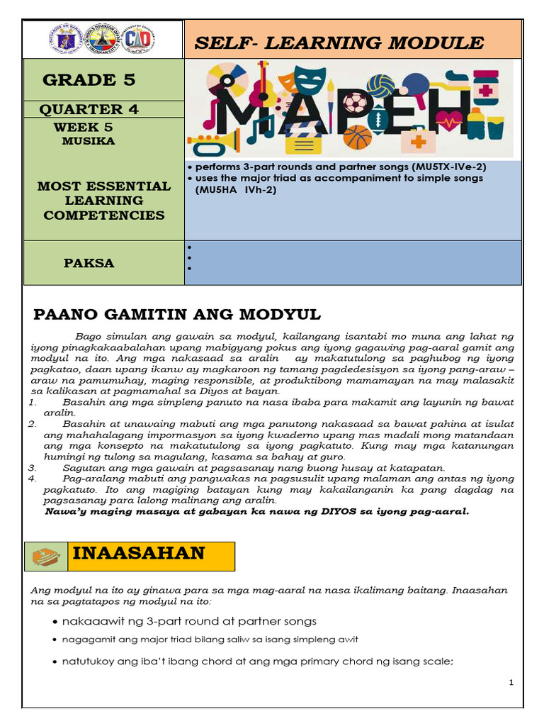 MAPEH 5 Q4 Week 5 | PDF