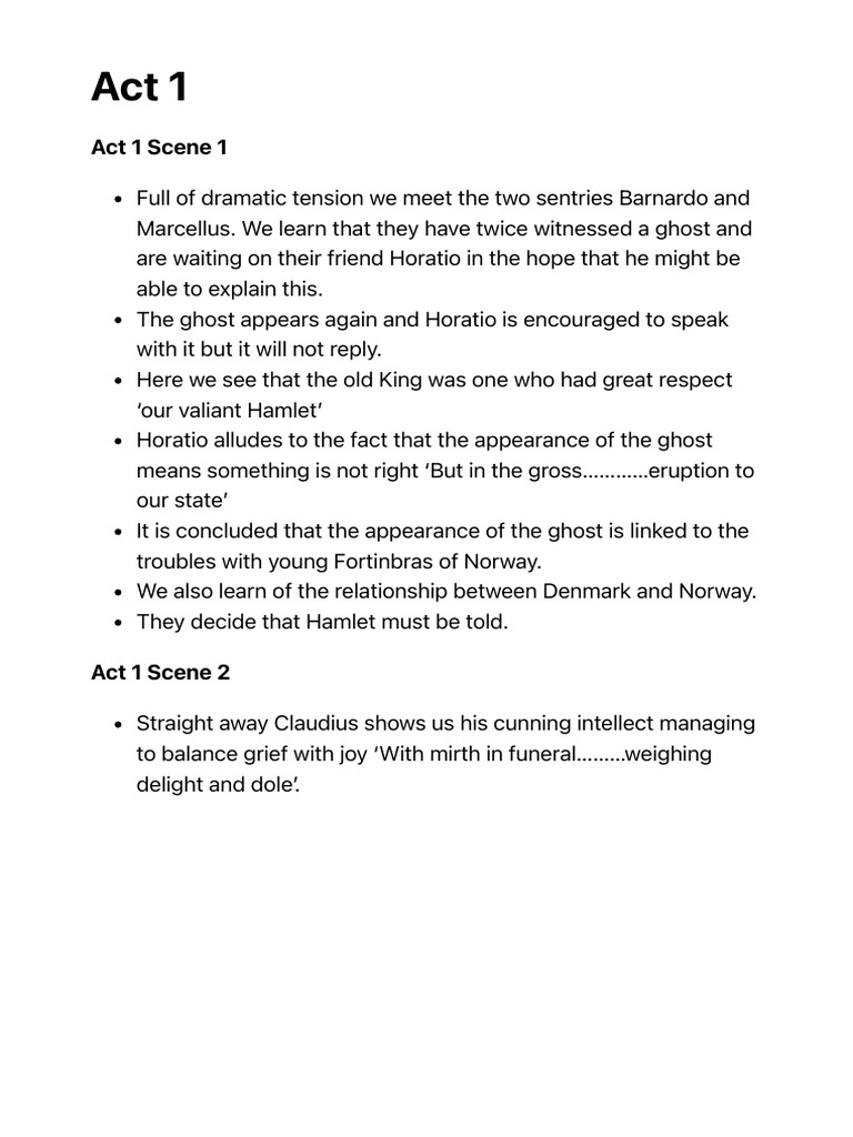 Act 1 - Hamlet Notes | PDF