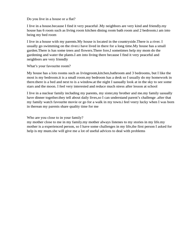 Do You Live in A House or A Flat | PDF