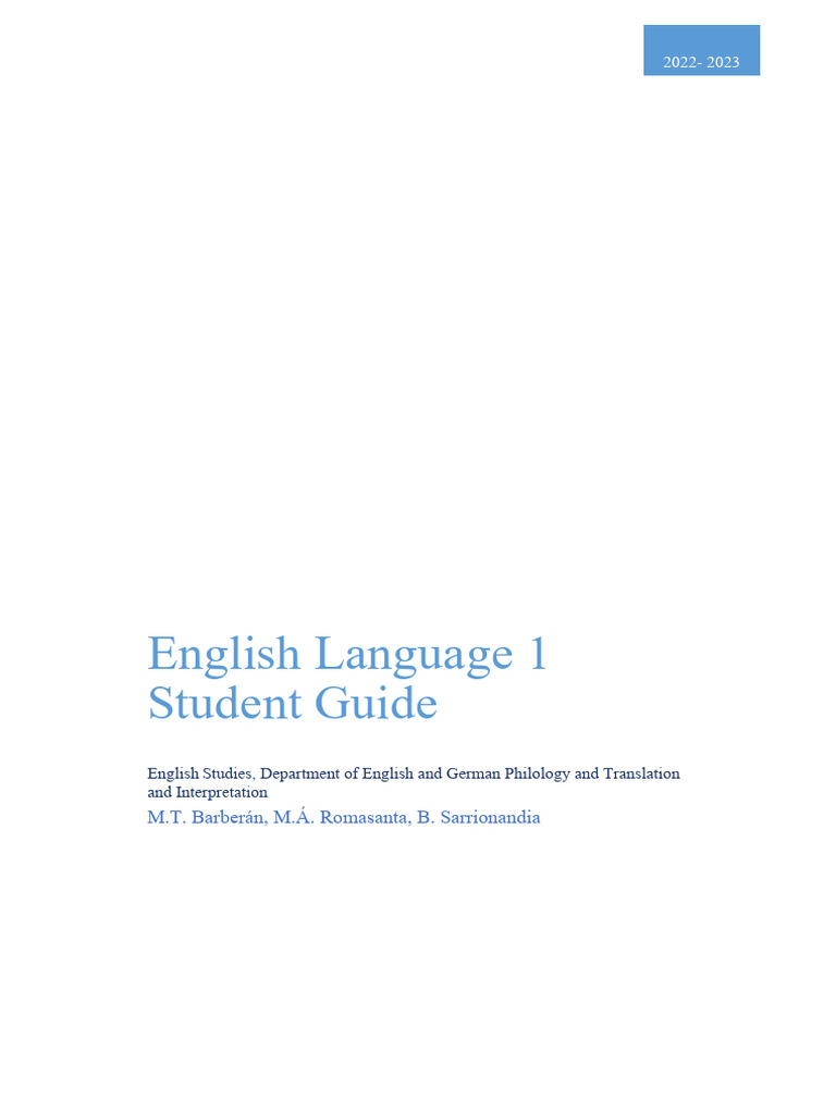 English Language 1 Student Guide 22-23 | PDF