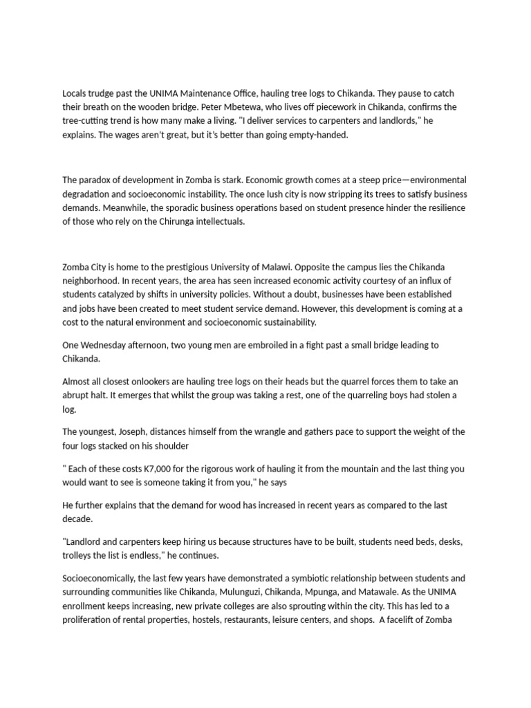 Zomba City has been home to the prestigious University of Malawi for nearly fifty years | PDF