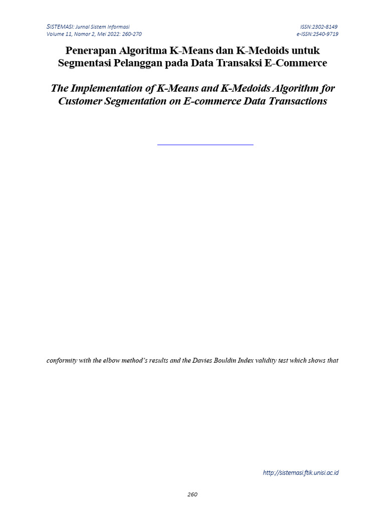 The Implementation of K-Means Dan K-Medoids Algori | PDF
