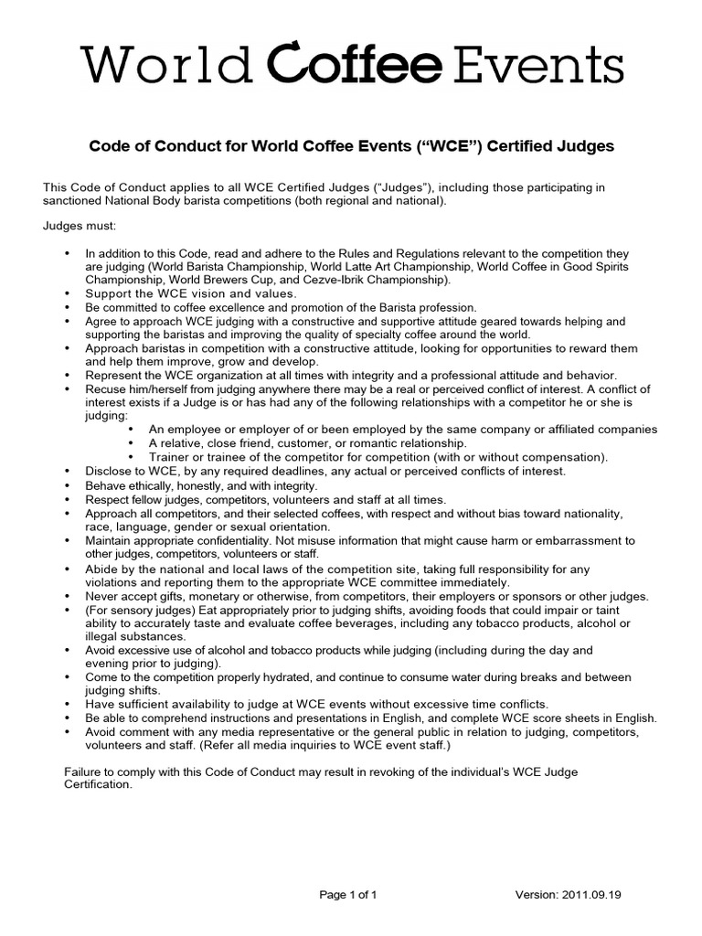 22 WCE Judges Code of Conduct | PDF | Integrity | Social Psychology