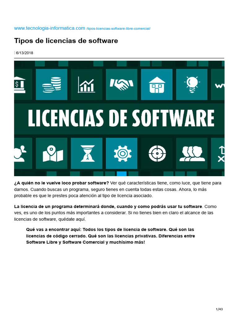 tecnologia-informatica.com-Tipos de licencias de software | PDF