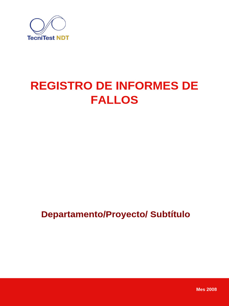 Plantilla Registro Informe de Fallos | PDF