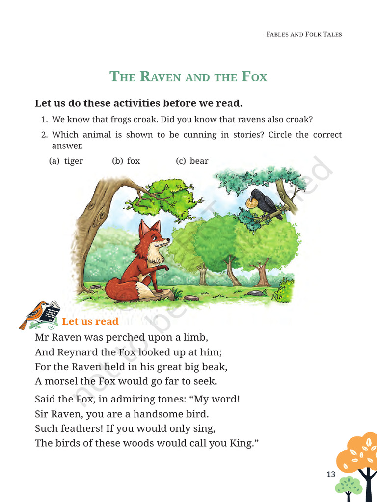 Cbse Class 6 English Book Poorvi the Raven and the Fox PDF Download | PDF