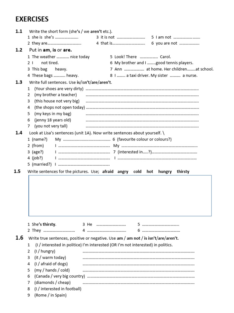 Exercises Unit 1 | PDF