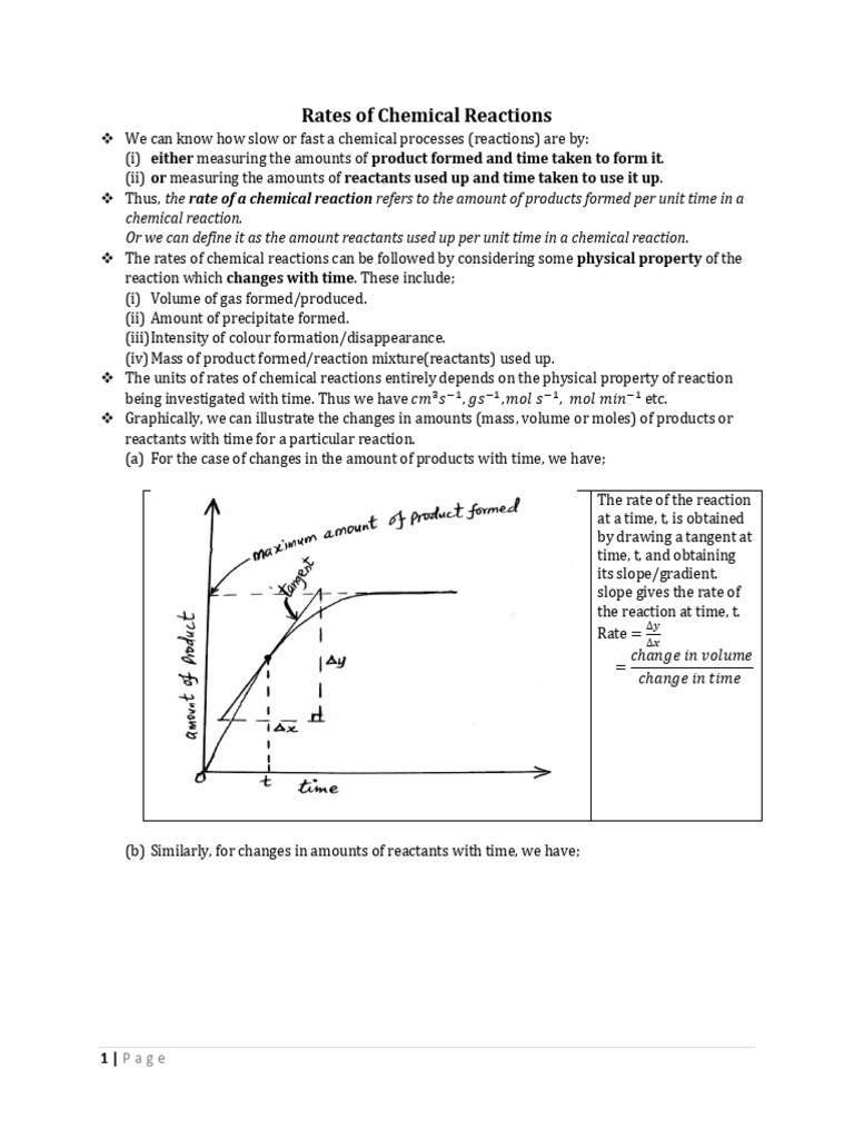 S4 Rates of Chemical Reactions NOTES O LEVEL 2 | PDF