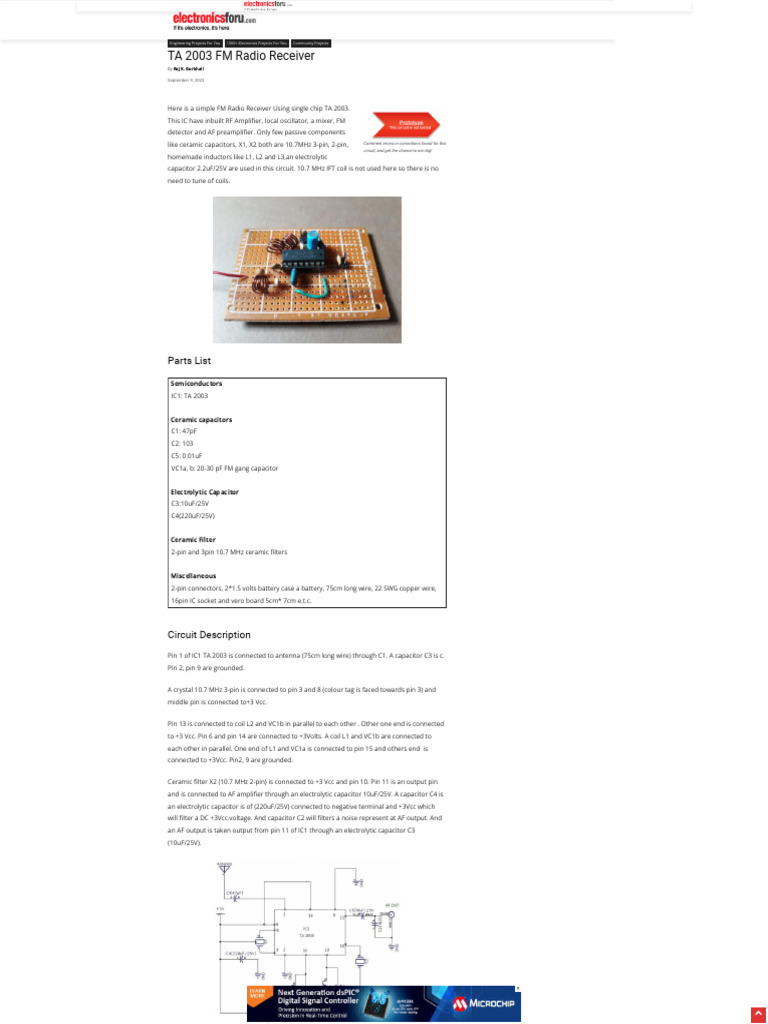 Simple TA2003 FM Radio Circuit | PDF | Inductor | Science & Mathematics