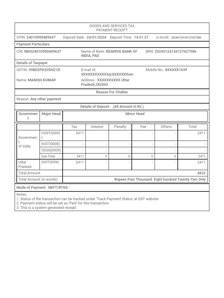 GST-Challan Receipt | PDF