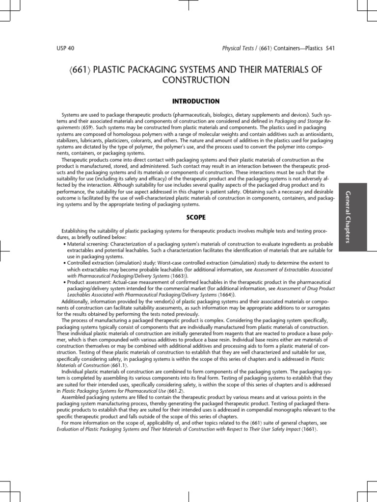 661 Plastic packaging system and their material construction | PDF