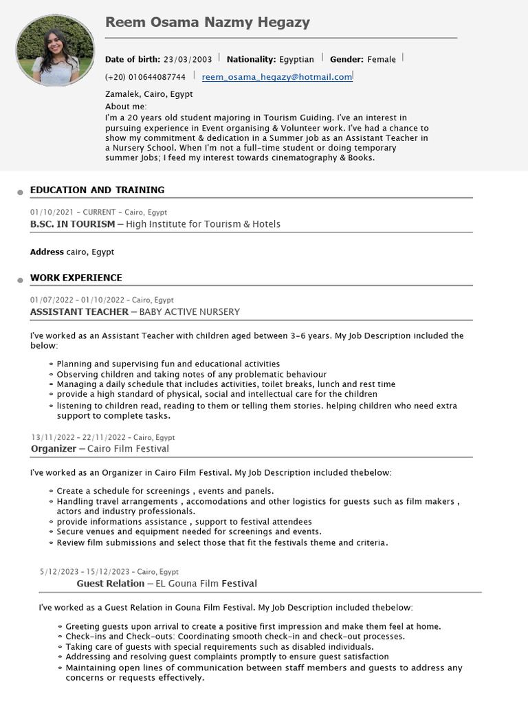 Resume - Reem Osama Nazmy Hegazy | PDF
