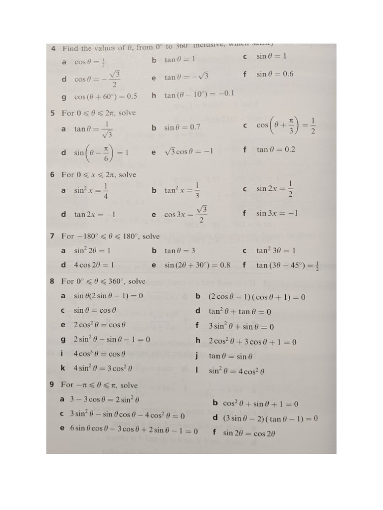 Trig Equations | PDF