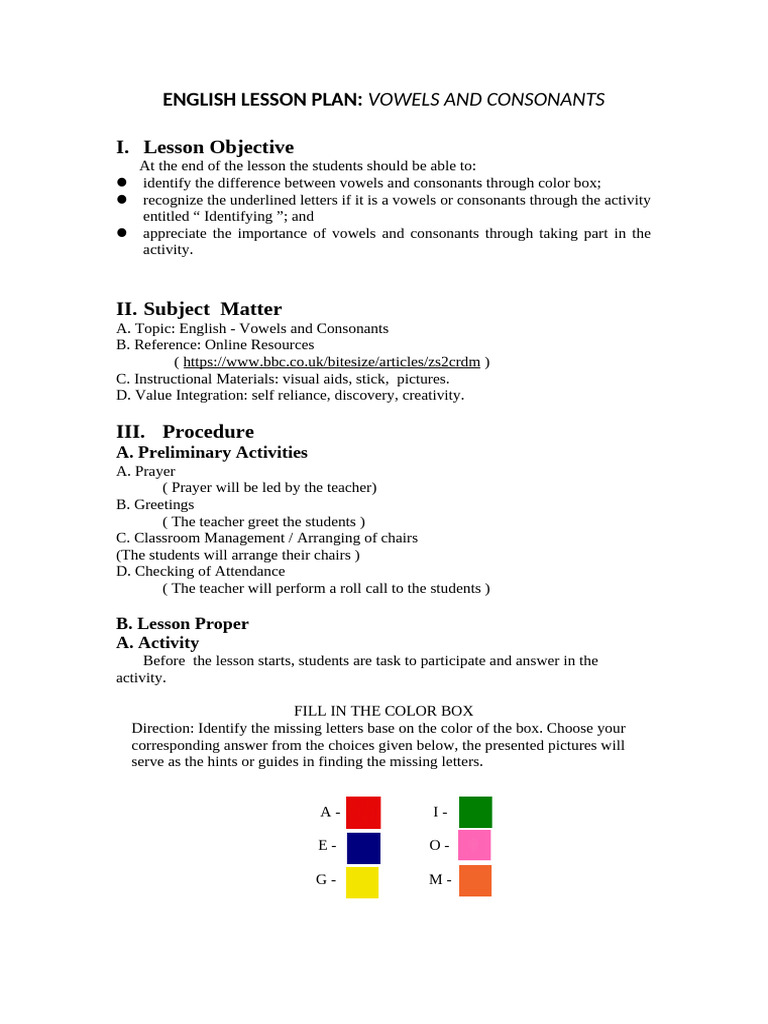 English Lesson Plan | PDF