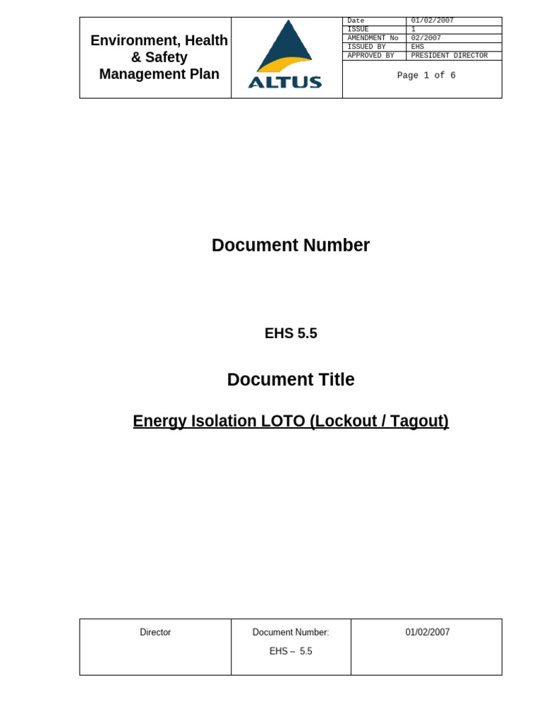 5.5 Electrical Hazards Energy Isolation LOTO (LockoutTagout) | PDF