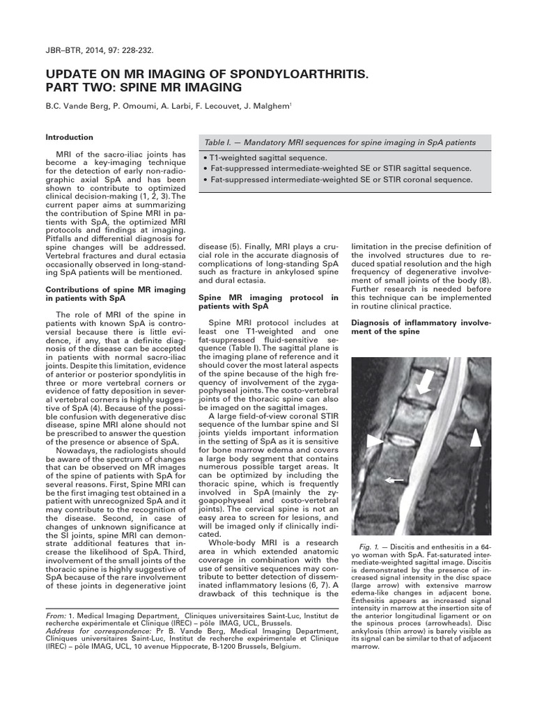 Update On MR Imaging of Spondy | PDF