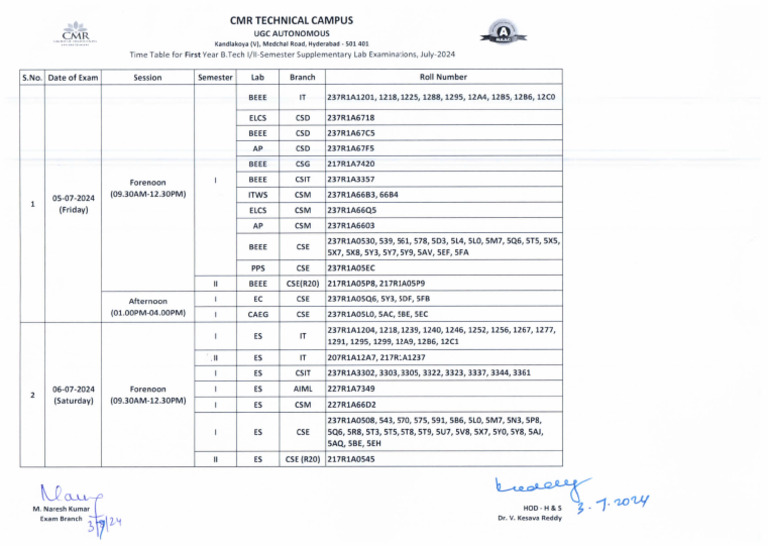 Supply Lab Time Table,JULY-2024 | PDF