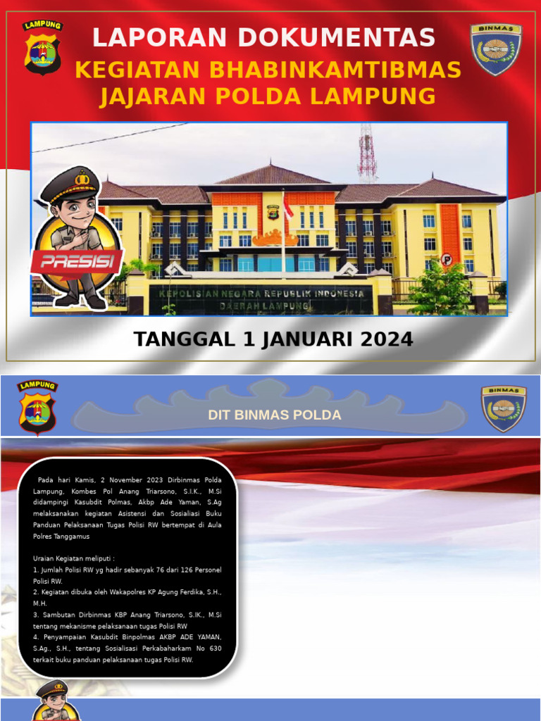 Lap Dok Giat Bhabin Dit. Binmas Polda 1 Jan 2024 | PDF