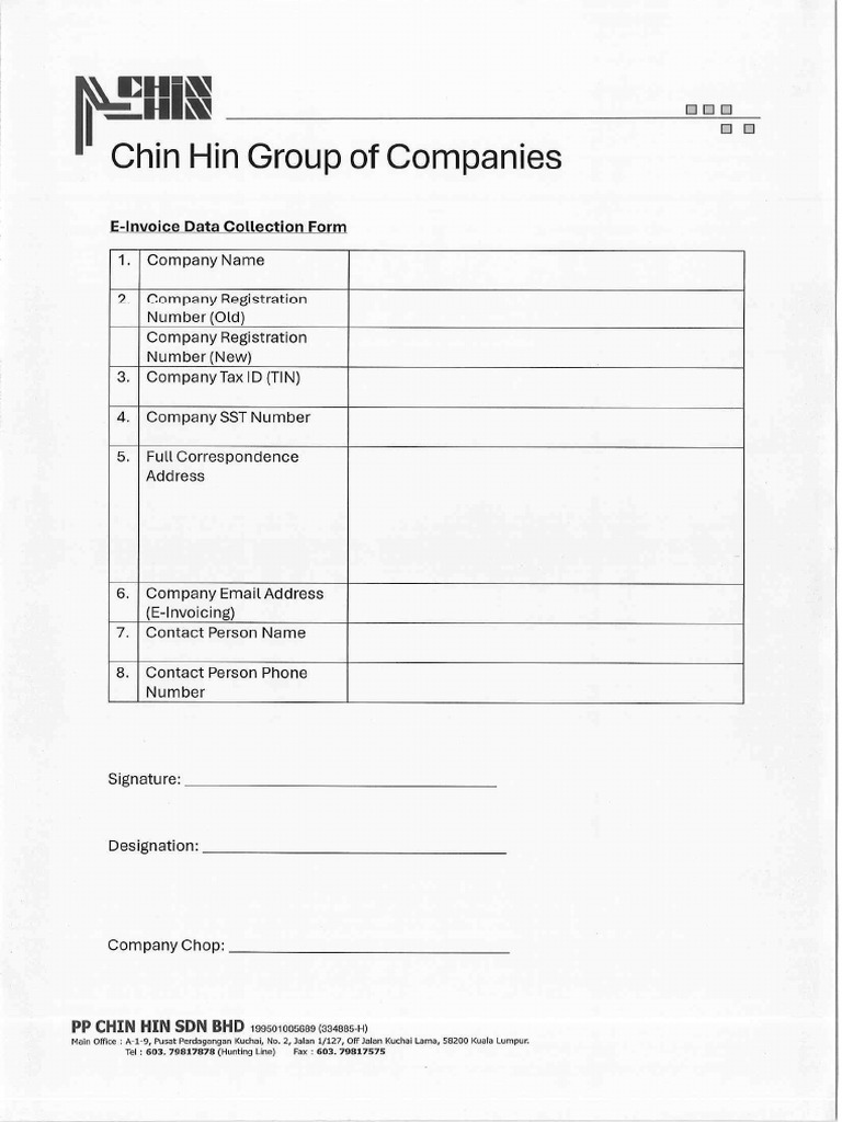 E-Invoice Data Collection Form | PDF