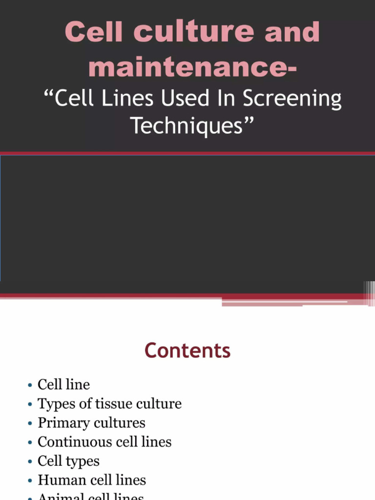 Cultivation of mammalian cells & maintenance of cell lines | PDF