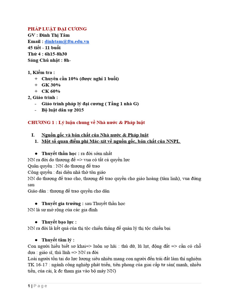 Li Thuyet Vo Ghi Ly Thuyet Phap Luat Dai Cuong | PDF