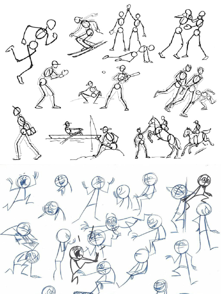 Stick Figure Poses For Animators and Drawing Artists 44 Pages PDF Free ...