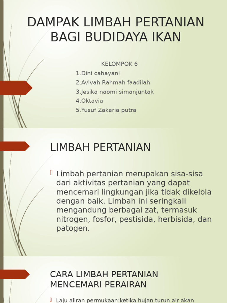 Dampak Limbah Pertanian Bagi Budidaya Ikan | PDF