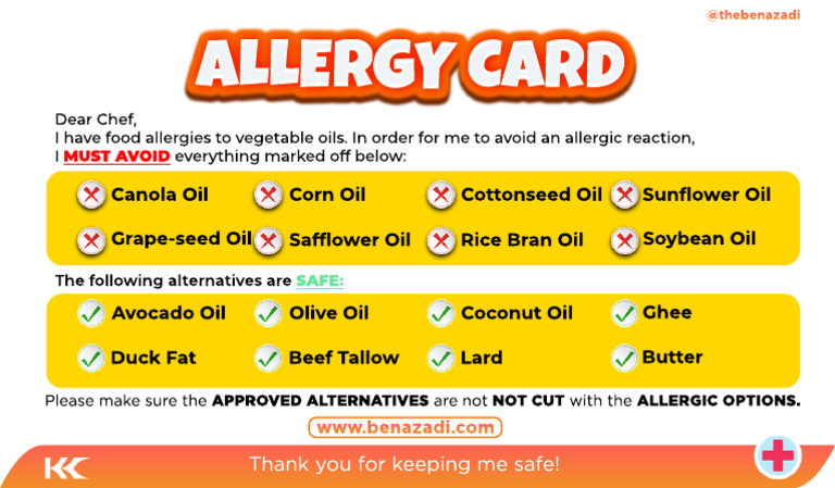Seed Oil Allergy Card | PDF