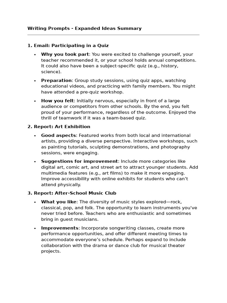 Writing ideas -Expanded Summary | PDF