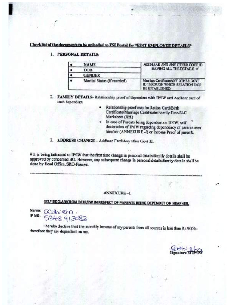 Esi Declaration Form | PDF